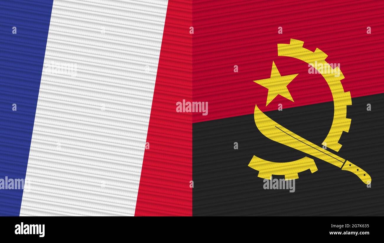 Angola and France Two Half Flags Together Fabric Texture Illustration ...