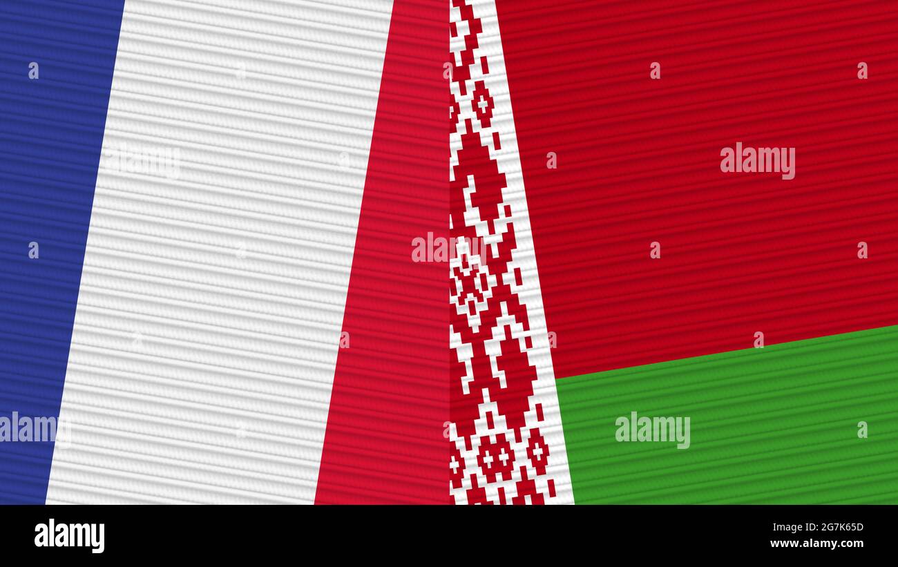 Belarus and France Two Half Flags Together Fabric Texture Illustration ...