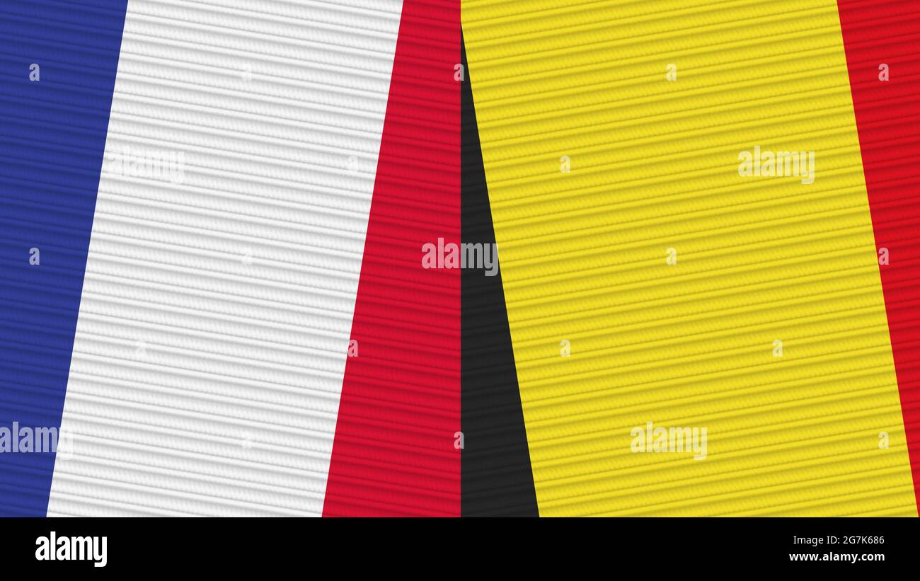Belgium and France Two Half Flags Together Fabric Texture Illustration ...