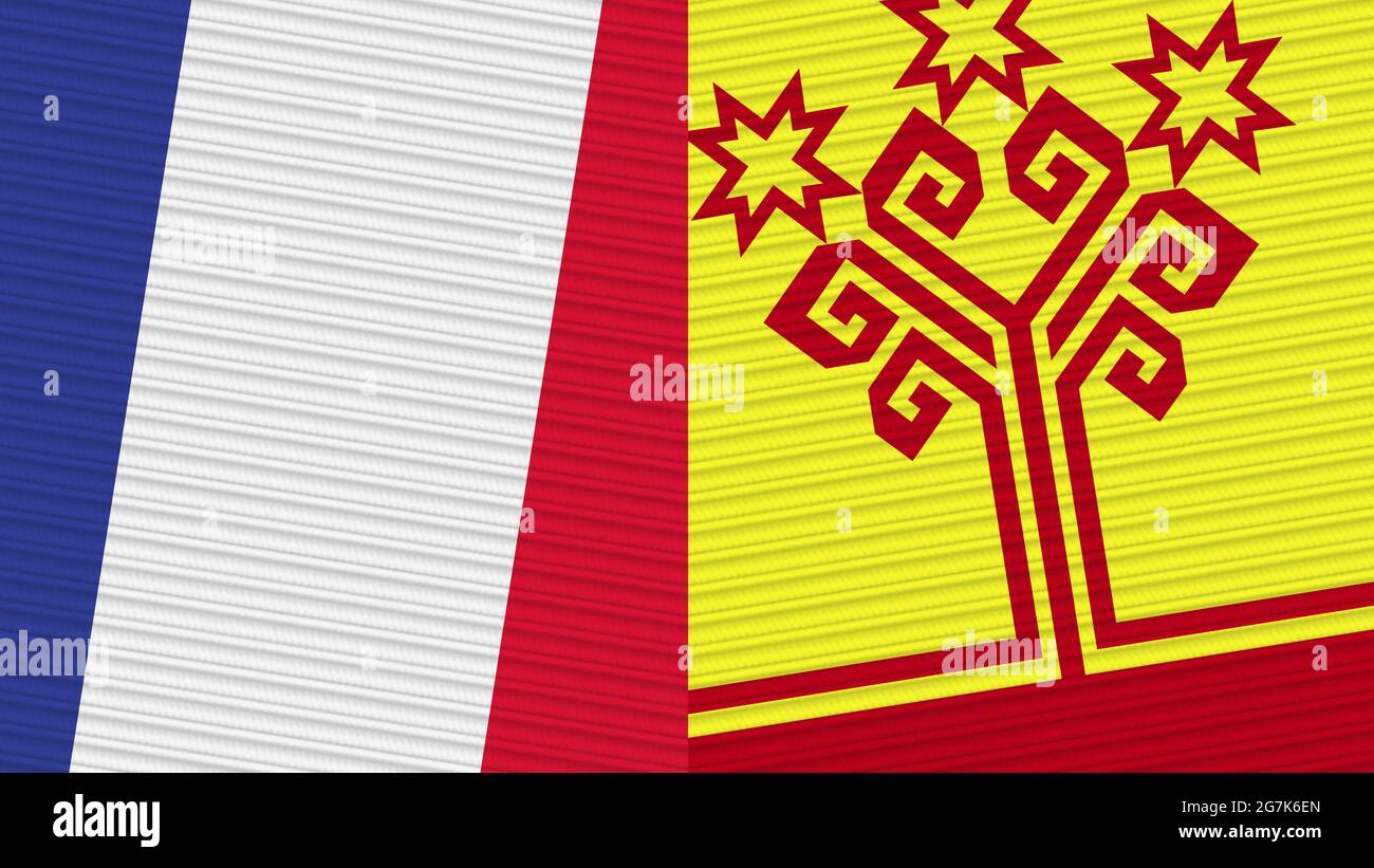 Chuvashia and France Two Half Flags Together Fabric Texture ...