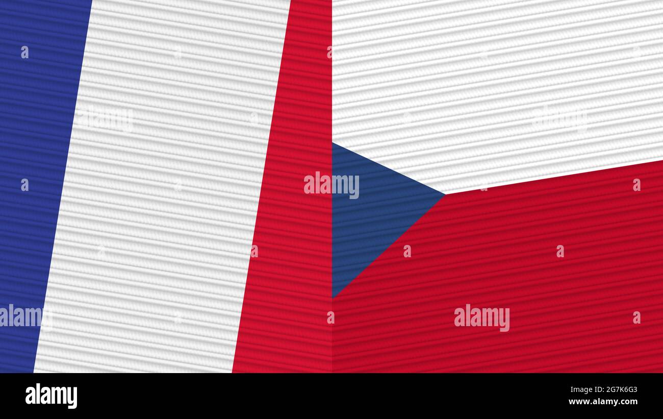 Czech Republic and France Two Half Flags Together Fabric Texture ...