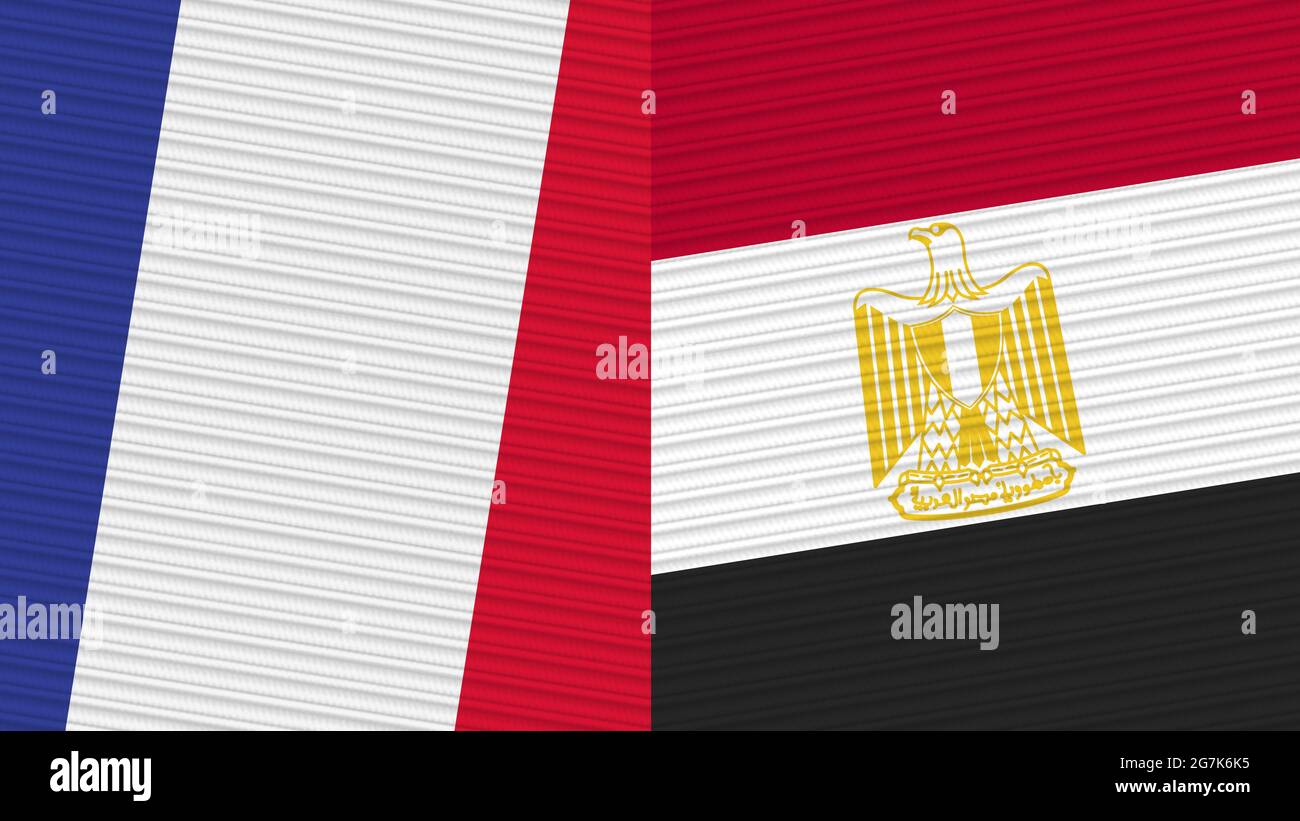 Egypt and France Two Half Flags Together Fabric Texture Illustration ...