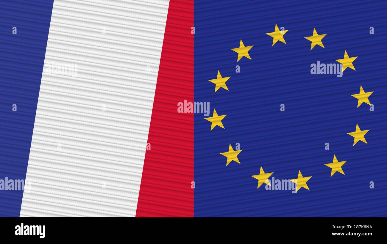 European Union and France Two Half Flags Together Fabric Texture ...