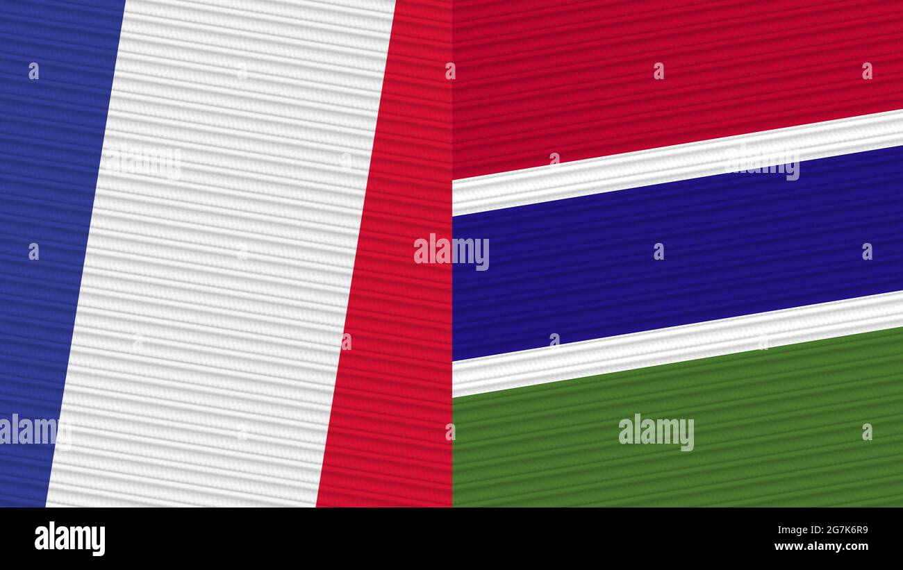 Gambia and France Two Half Flags Together Fabric Texture Illustration ...