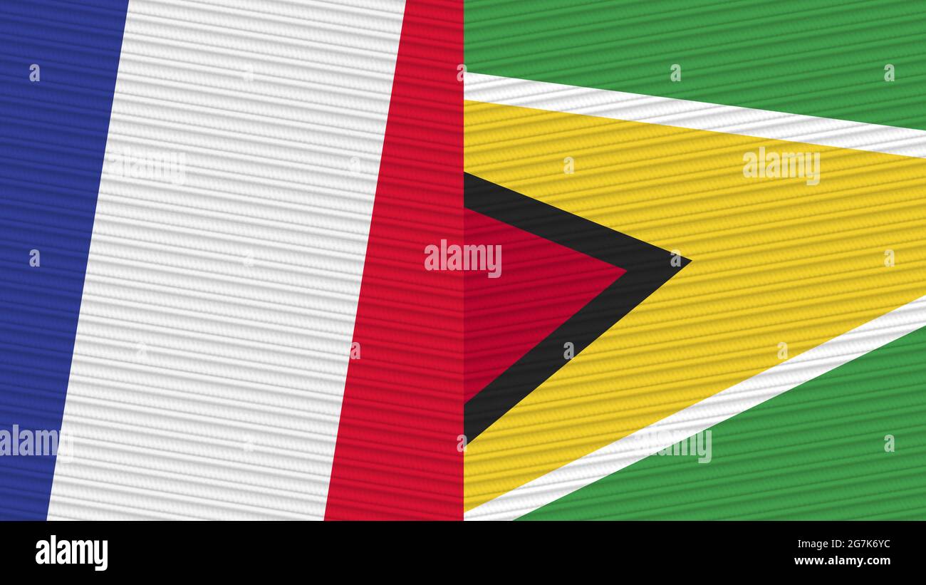 Guyana and France Two Half Flags Together Fabric Texture Illustration ...