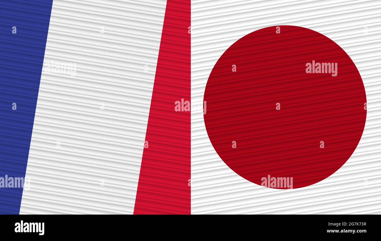 Japan and France Two Half Flags Together Fabric Texture Illustration ...