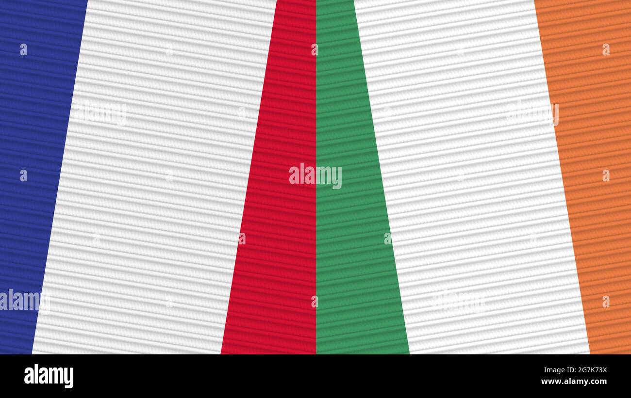Ireland and France Two Half Flags Together Fabric Texture Illustration ...