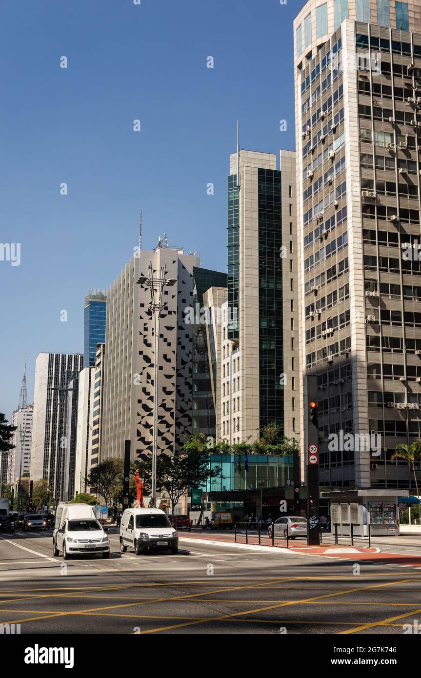 Southeast view of many office complex buildings and commercial center ...