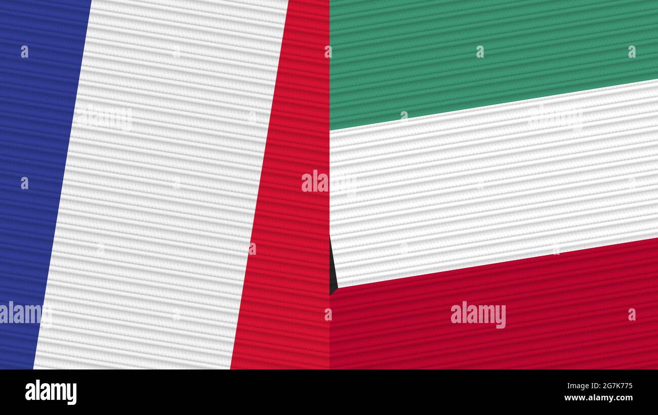 Kuwait and France Two Half Flags Together Fabric Texture Illustration ...