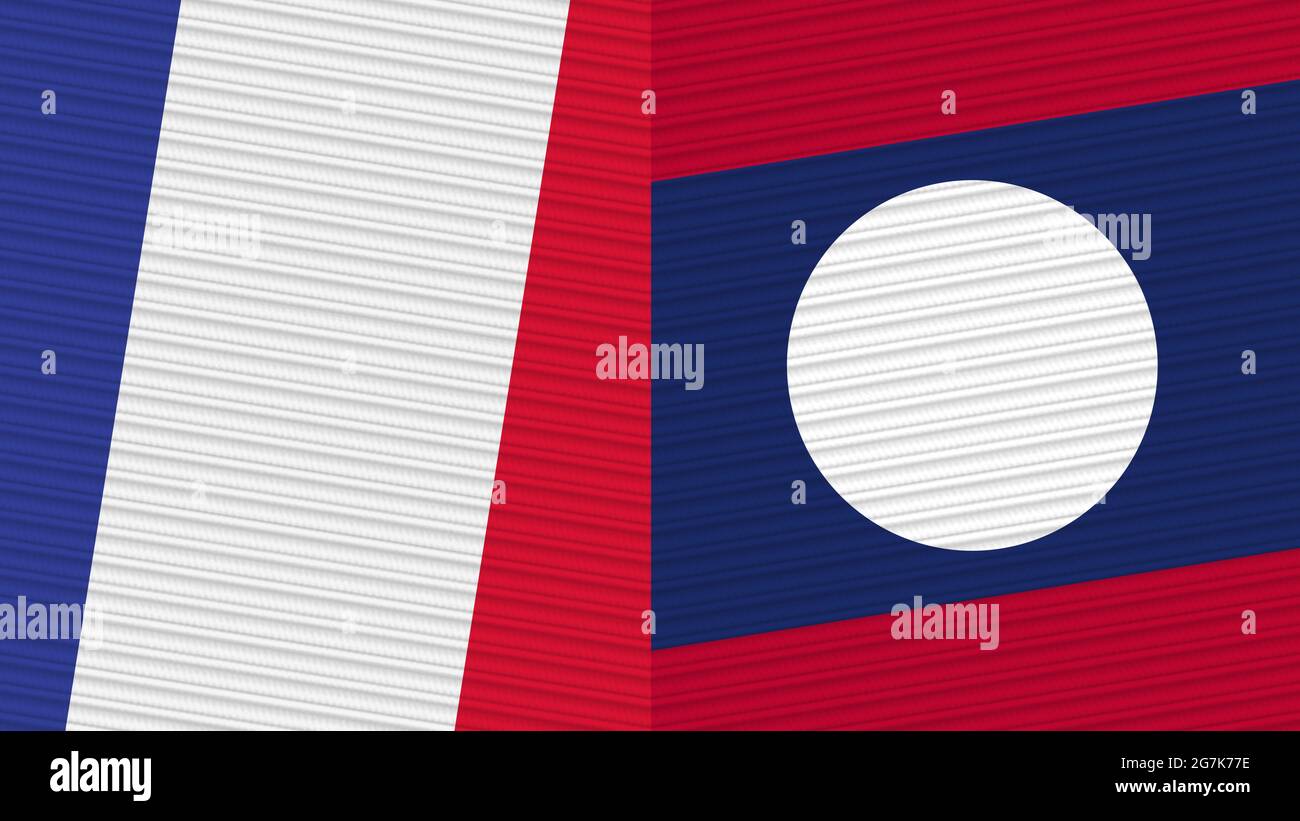 Laos and France Two Half Flags Together Fabric Texture Illustration ...