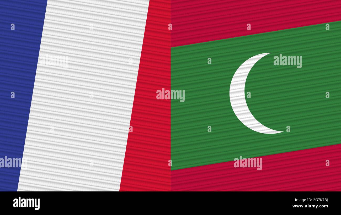 Maldives and France Two Half Flags Together Fabric Texture Illustration ...