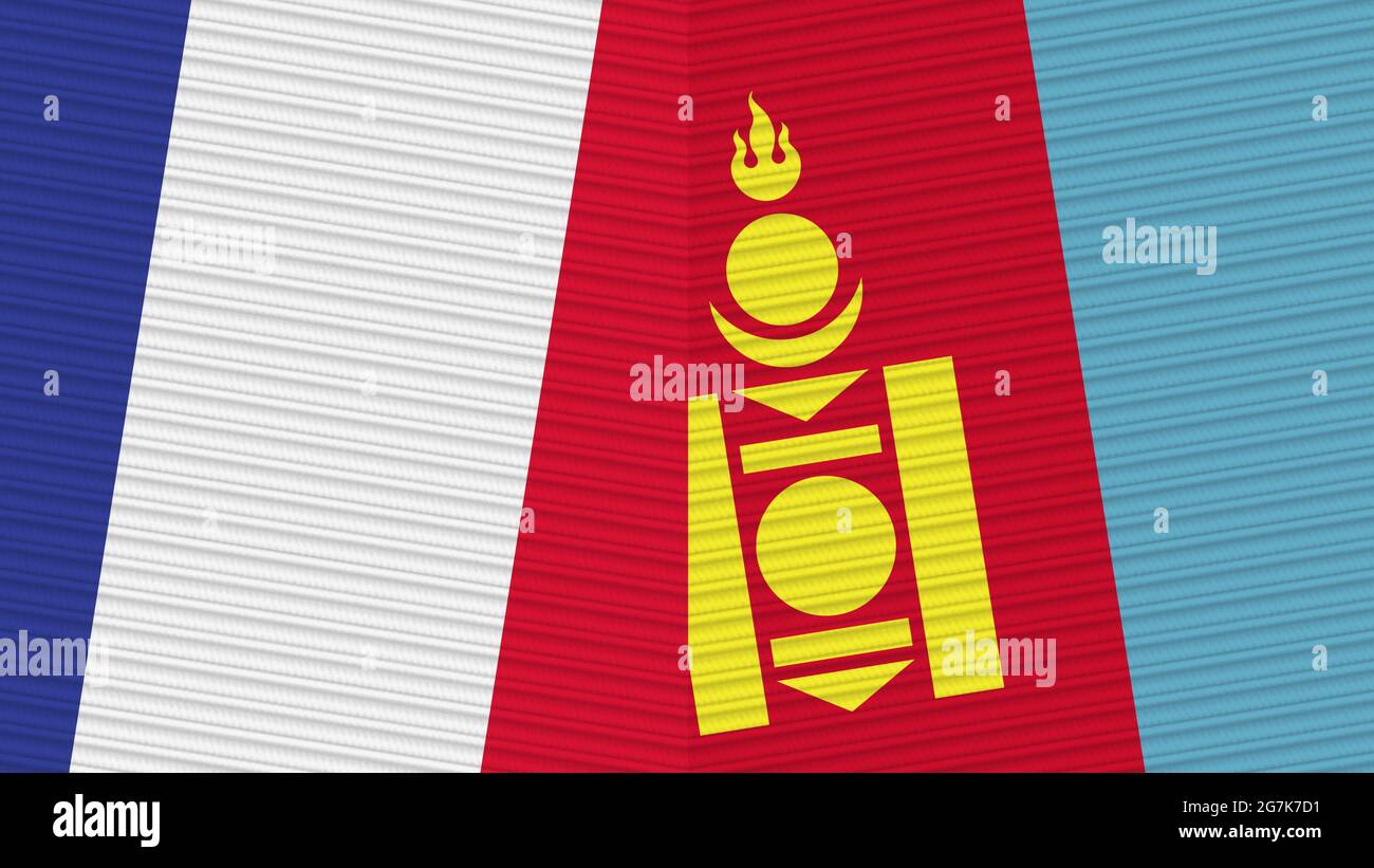 Mongolia and France Two Half Flags Together Fabric Texture Illustration ...
