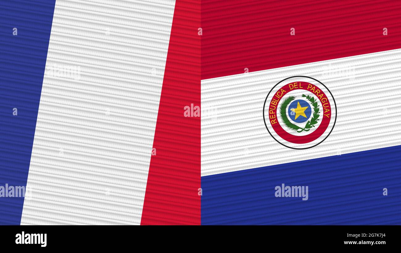 Paraguay and France Two Half Flags Together Fabric Texture Illustration ...