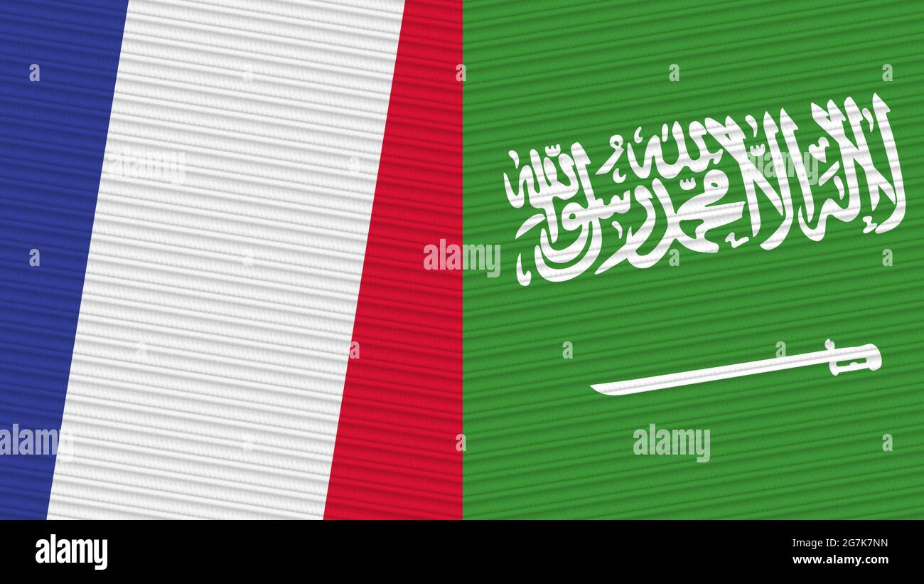 Saudi Arabia and France Two Half Flags Together Fabric Texture ...