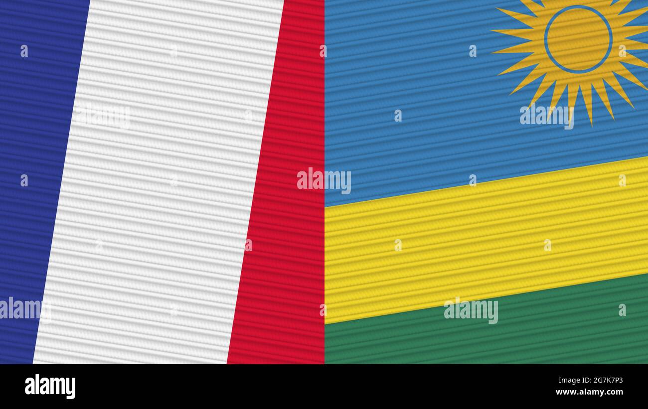 Rwanda and France Two Half Flags Together Fabric Texture Illustration ...
