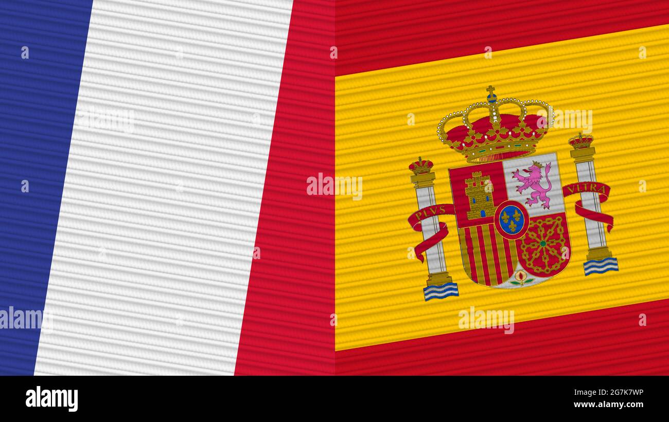 Spain and France Two Half Flags Together Fabric Texture Illustration ...