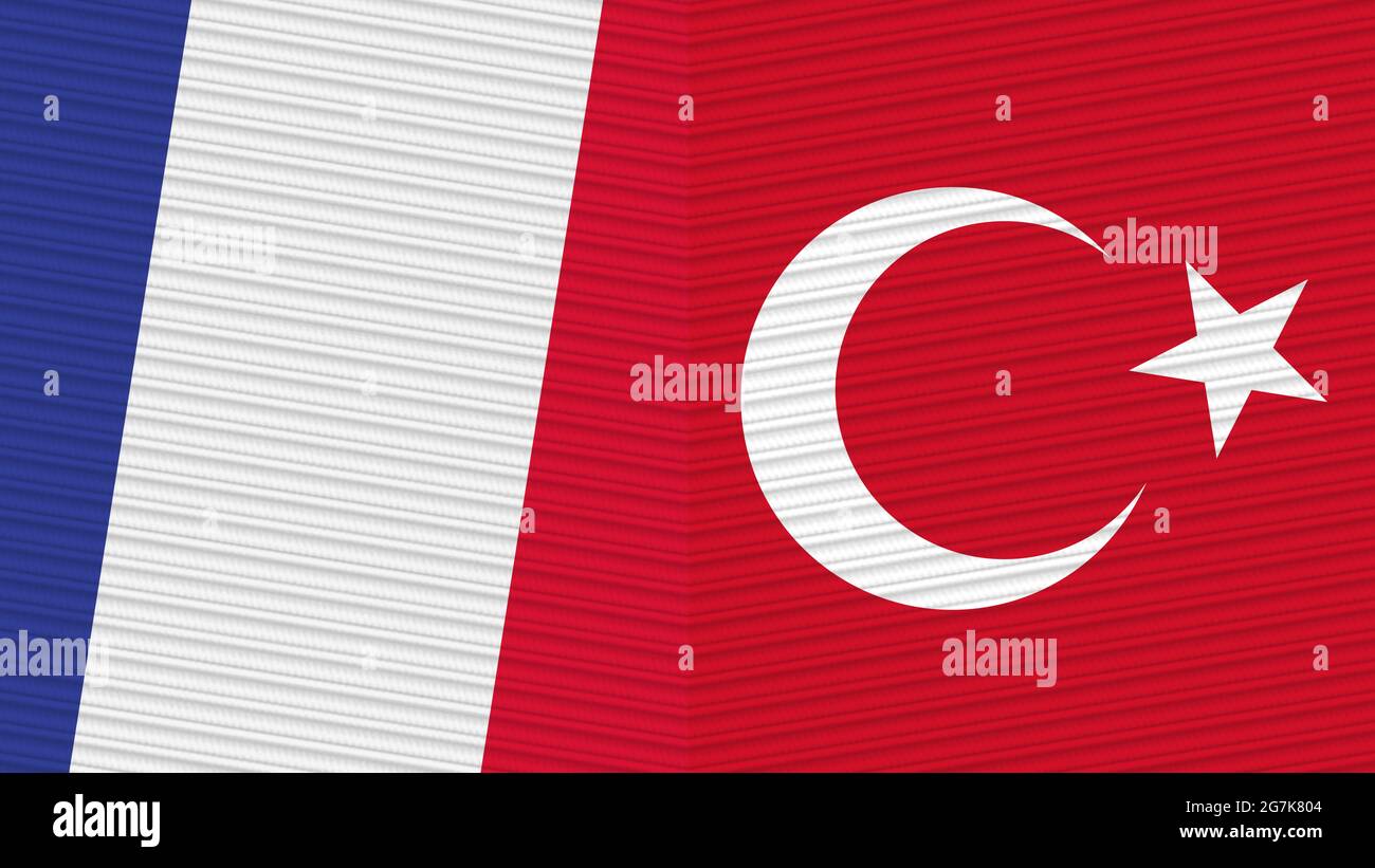 Turkey and France Two Half Flags Together Fabric Texture Illustration ...
