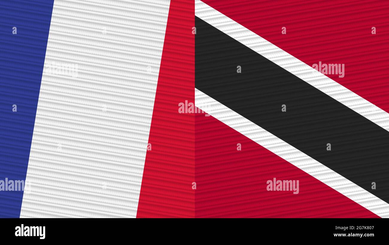 Trinidad and Tobago and France Two Half Flags Together Fabric Texture ...