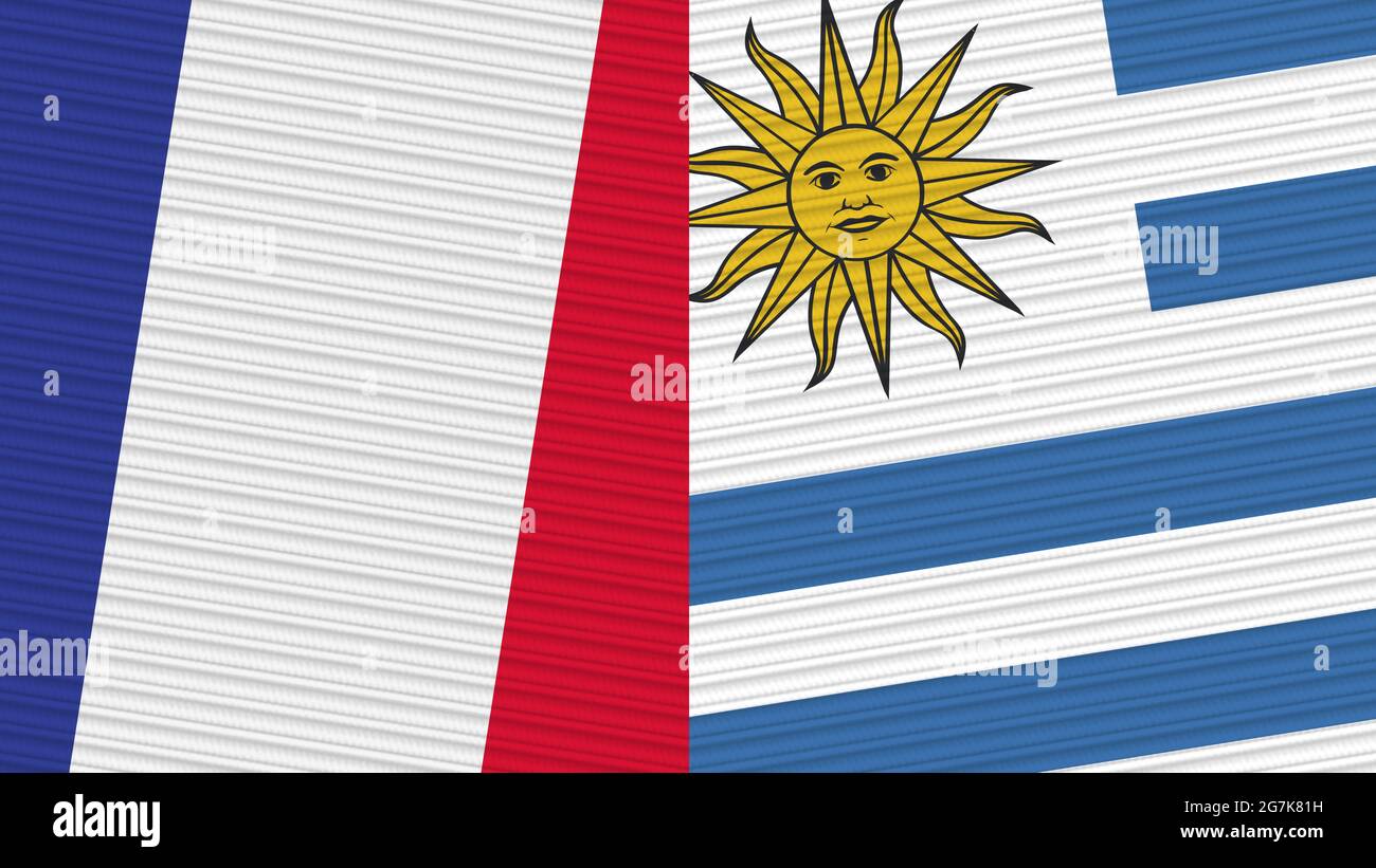 Uruguay and France Two Half Flags Together Fabric Texture Illustration ...