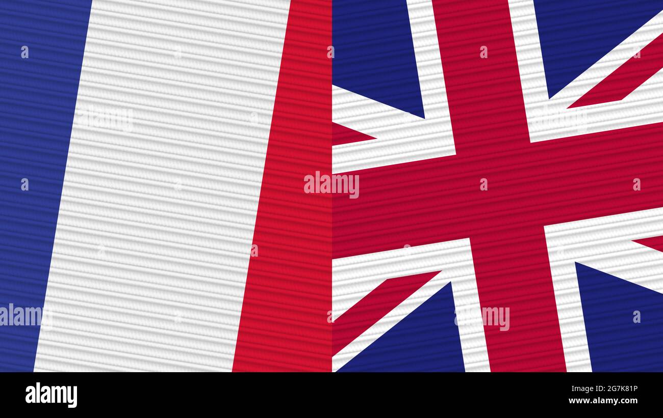 United Kingdom and France Two Half Flags Together Fabric Texture ...