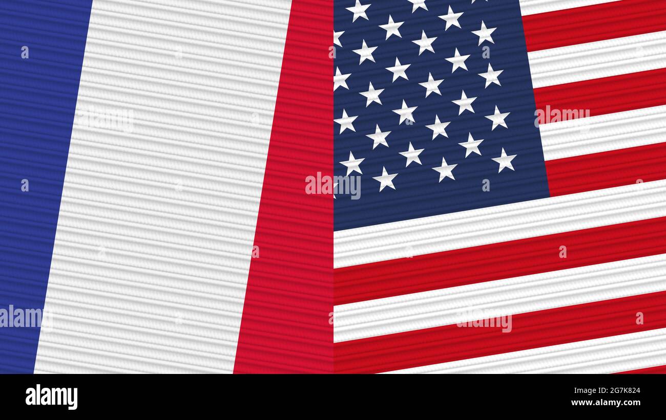 United States of America and France Two Half Flags Together Fabric ...