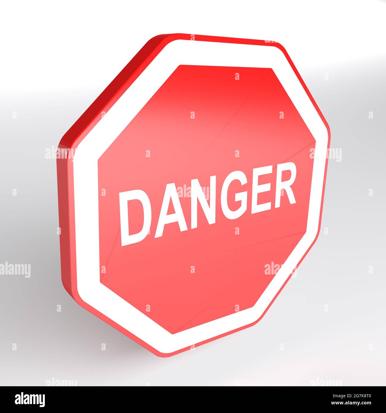 DANGER street octagonal sign isolated on white background - 3D ...