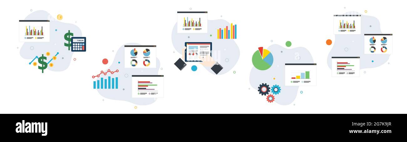 Investment, chart, monitoring, finance, money and growth icons ...