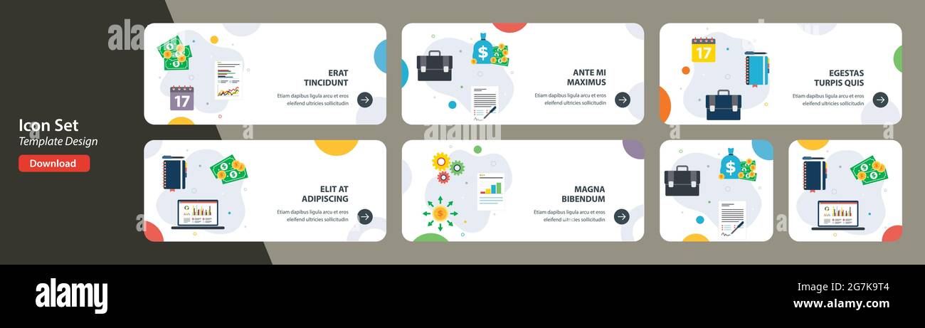 Web banners template in vector with icons of investment data, financial ...