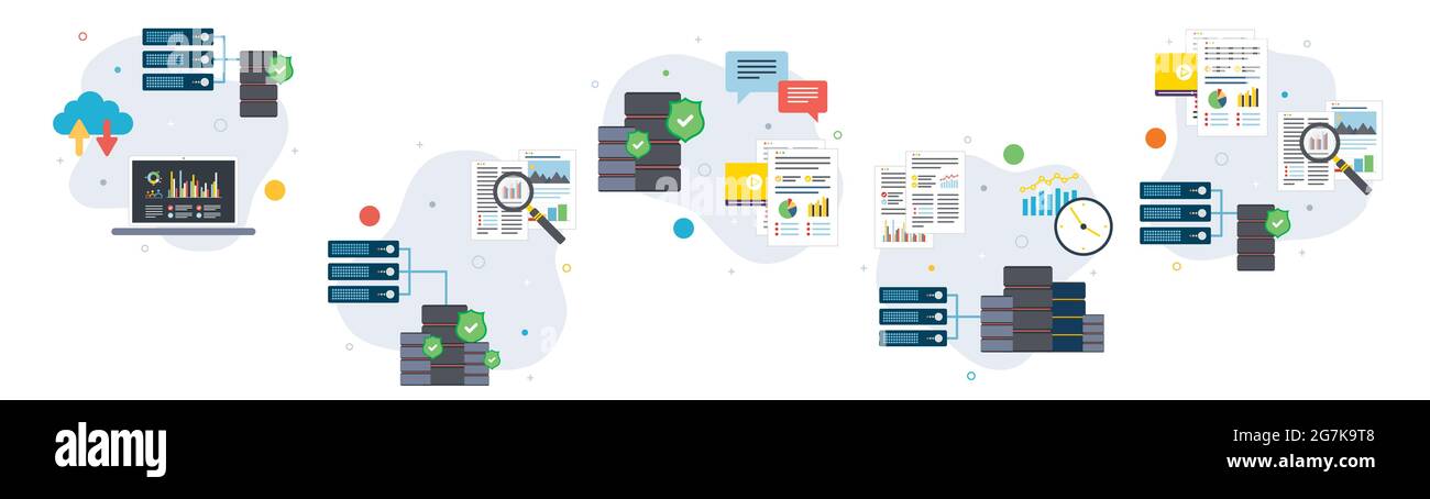 Cloud Computing Mining Server Database And Data Icons Concepts Of Cloud Computing Data