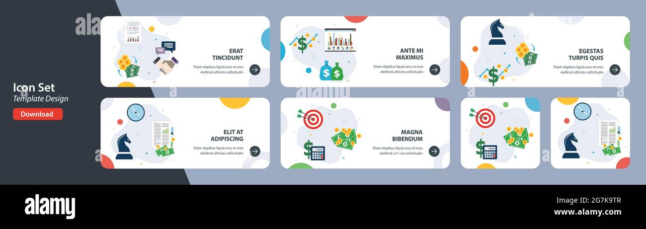 Web banners template in vector with icons of business finance ...