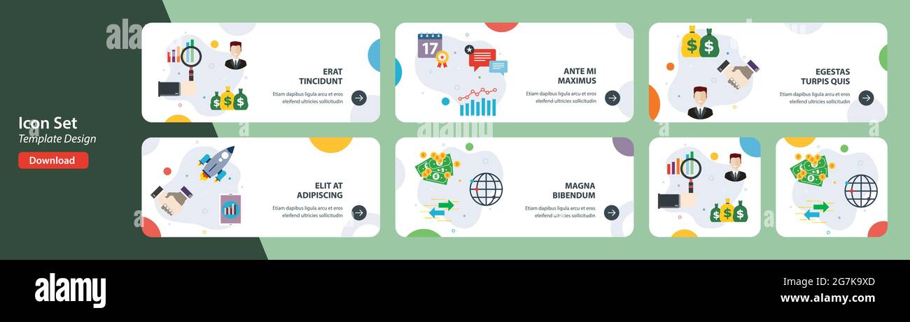Web banners template in vector with icons of analysis investment ...