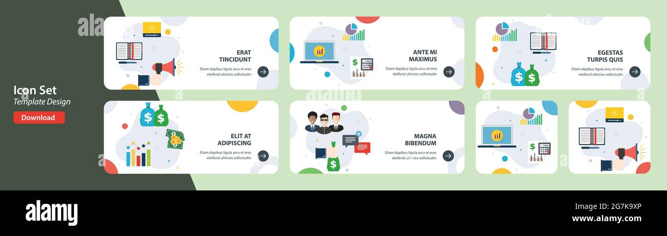 Web banners template in vector with icons of business communication ...