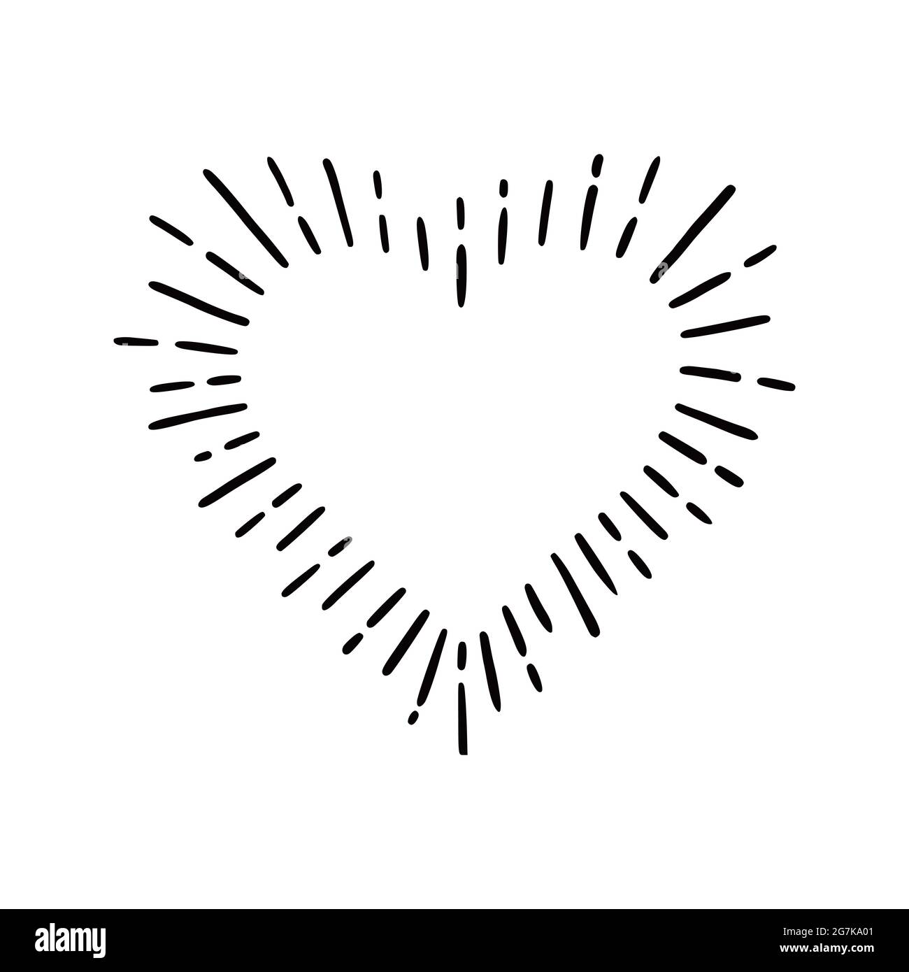 Heart shape burst. Hand drawn sketch style. Heart vector illustration ...