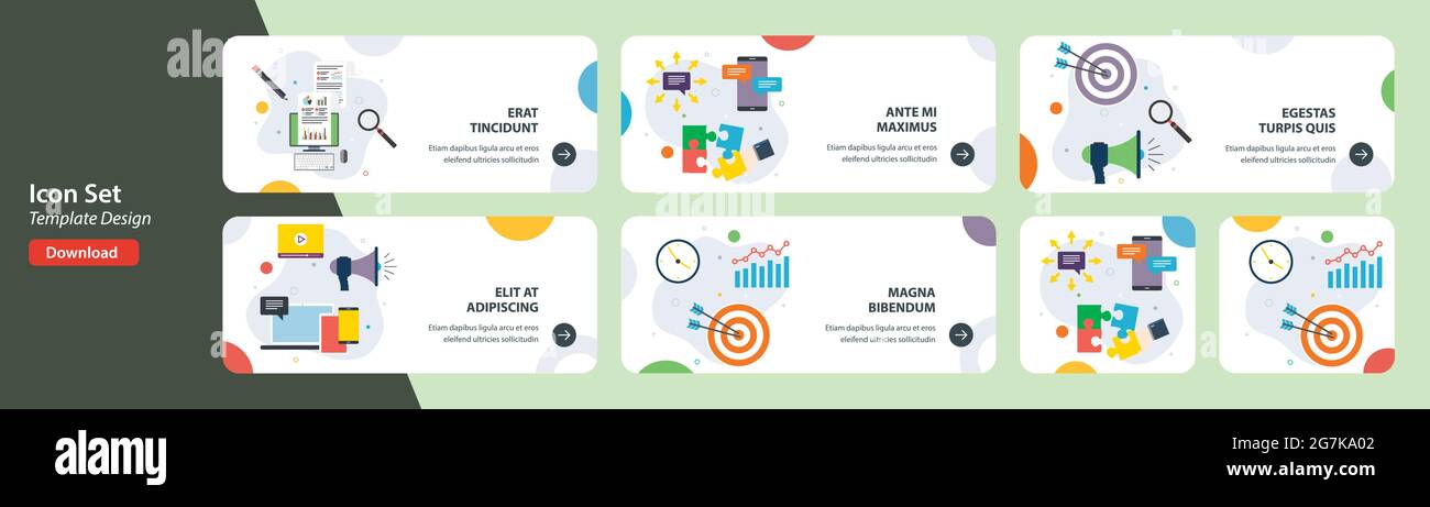 Web banners template in vector with icons of digital marketing analysis ...