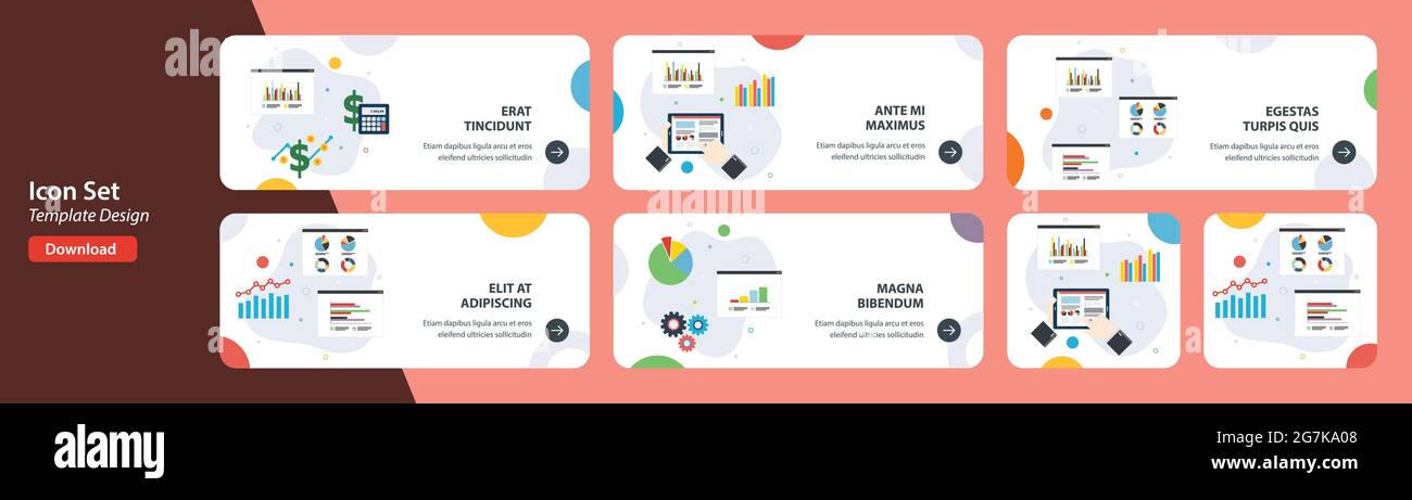 Web banners template in vector with icons of financial market ...