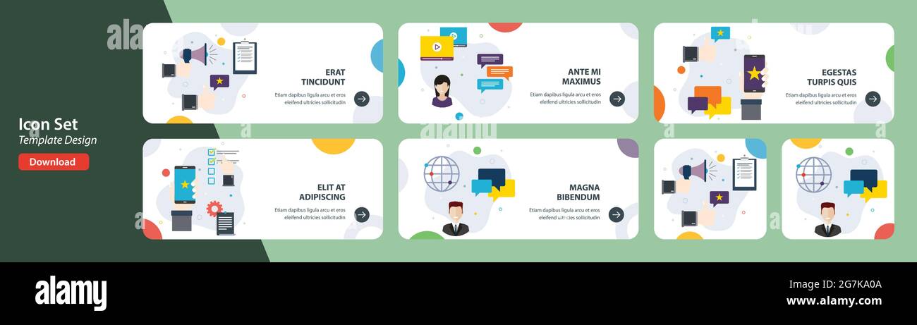 Web banners template in vector with icons of positive evaluation, app ...