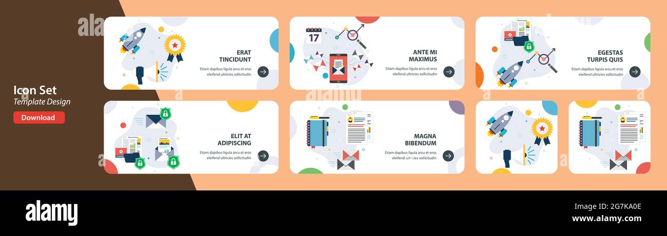 Web banners template in vector with icons of communication, email ...