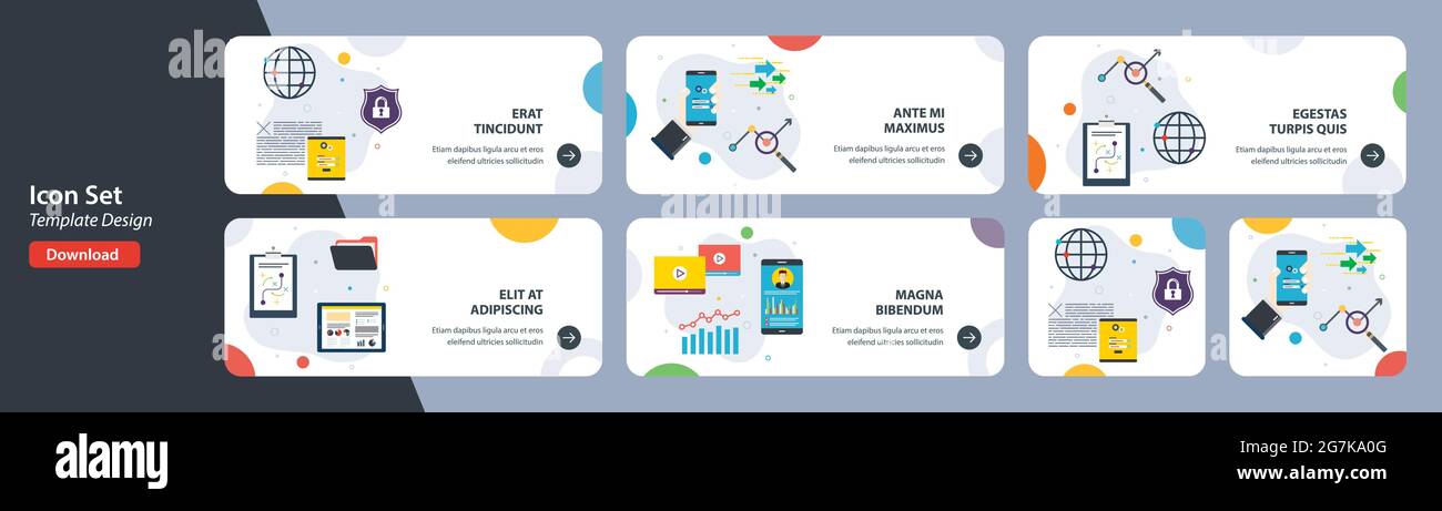 Web banners template in vector with icons of security analysis, project ...