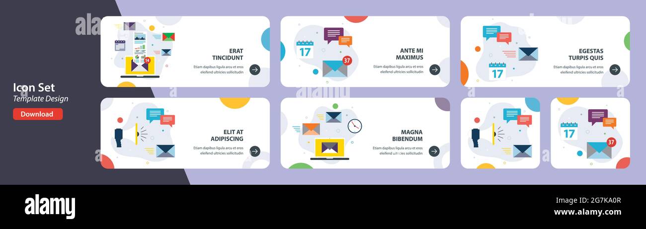 Web banners template in vector with icons of email marketing, internet ...