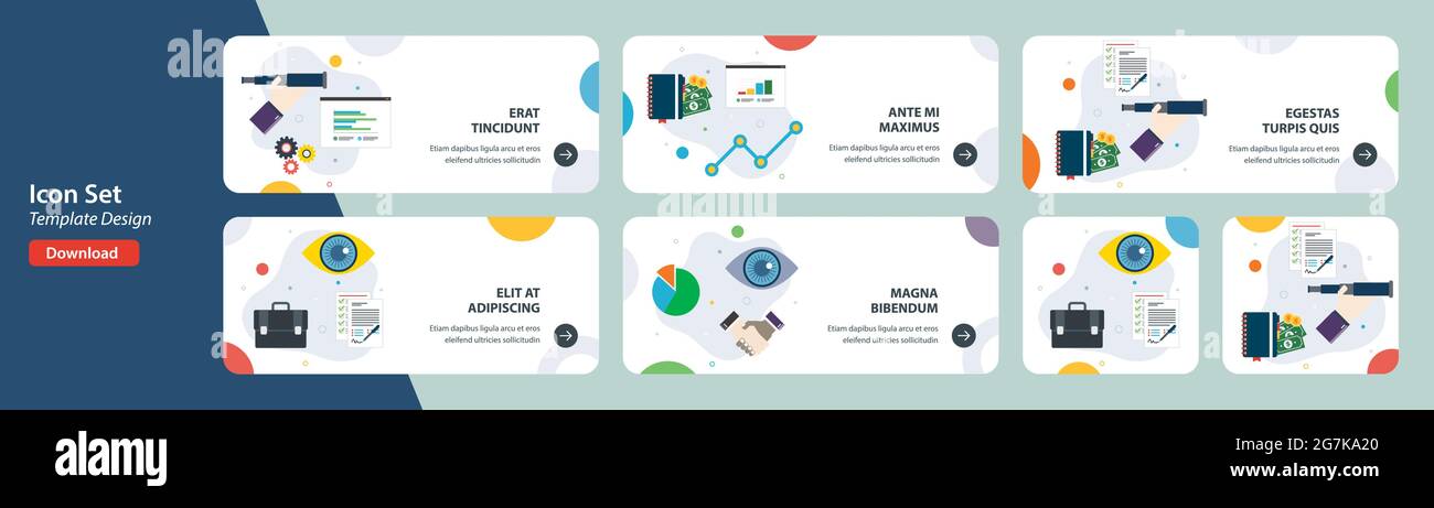 Web banners template in vector with icons of business prediction ...