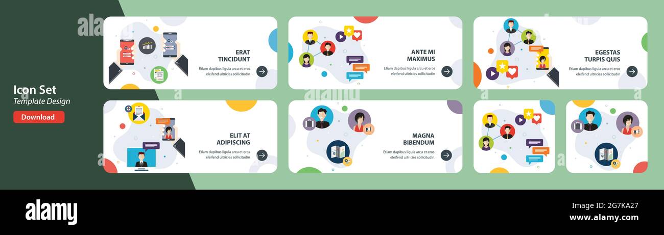 Web banners template in vector with icons of wireless network, virtual ...