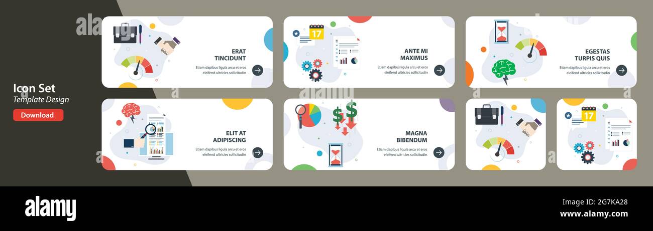 Web banners template in vector with icons of measuring success, smart ...