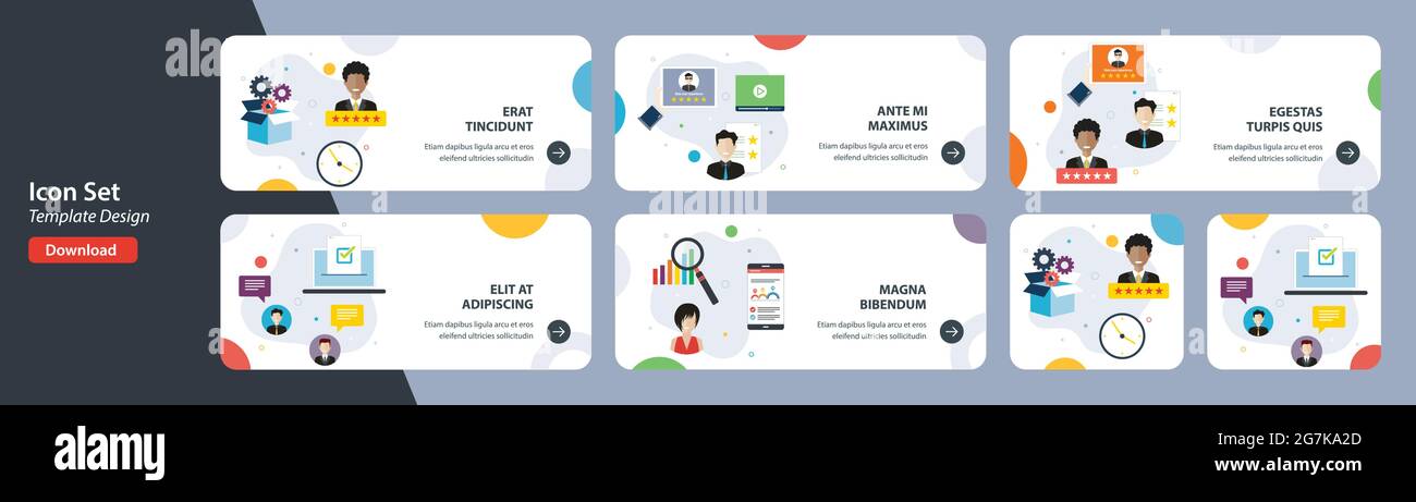 Web banners template in vector with icons of rating service business ...