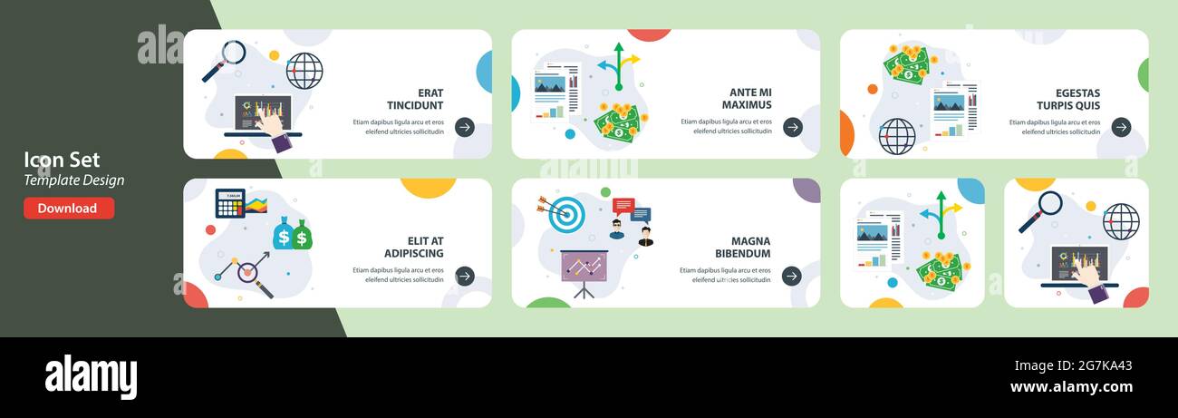 Web banners template in vector with icons of stock market investment ...
