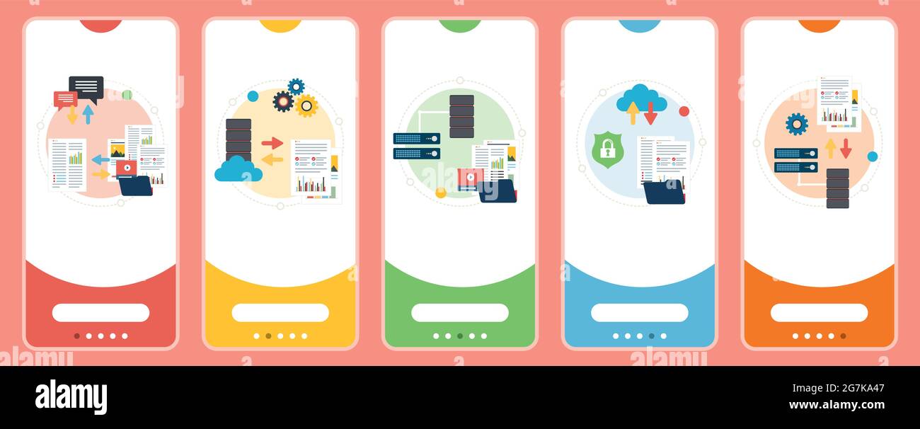 Sharing, data, backup, documents and safely icons. Concepts of file sharing, shared documents ...