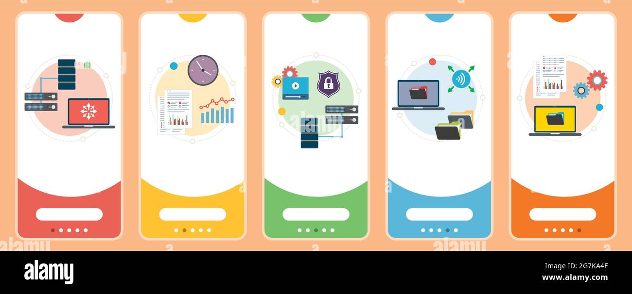 Computer, network, wireless, connection, server and data icons. Concepts of computer network ...