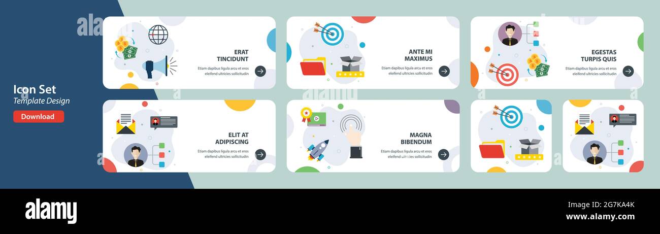 Web banners template in vector with icons of marketing budget, business ...