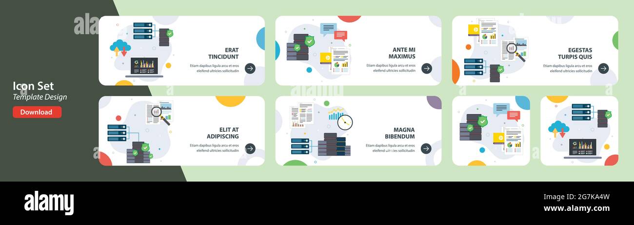 Web banners template in vector with icons of cloud computing, data ...