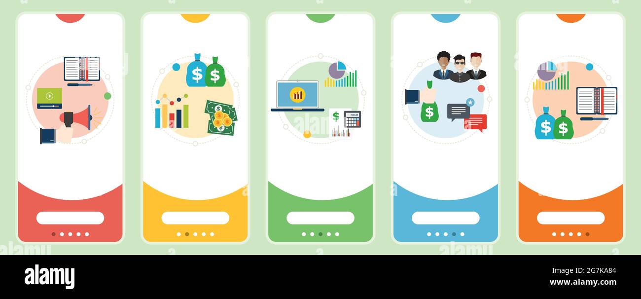 Business, communication, marketing, strategy and finance icons ...
