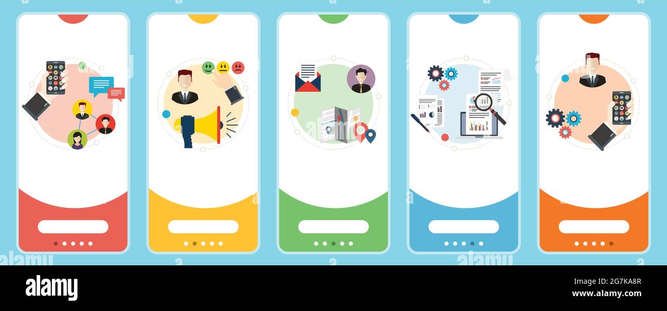 Marketing, communication, social media, relationship and metrics icons ...